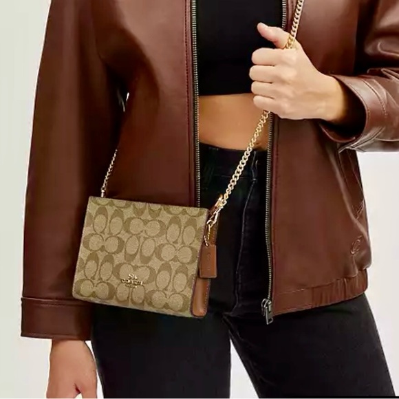 Coach | Bags | Coach Slim Crossbody In Signature Canvas In Goldkhaki ...